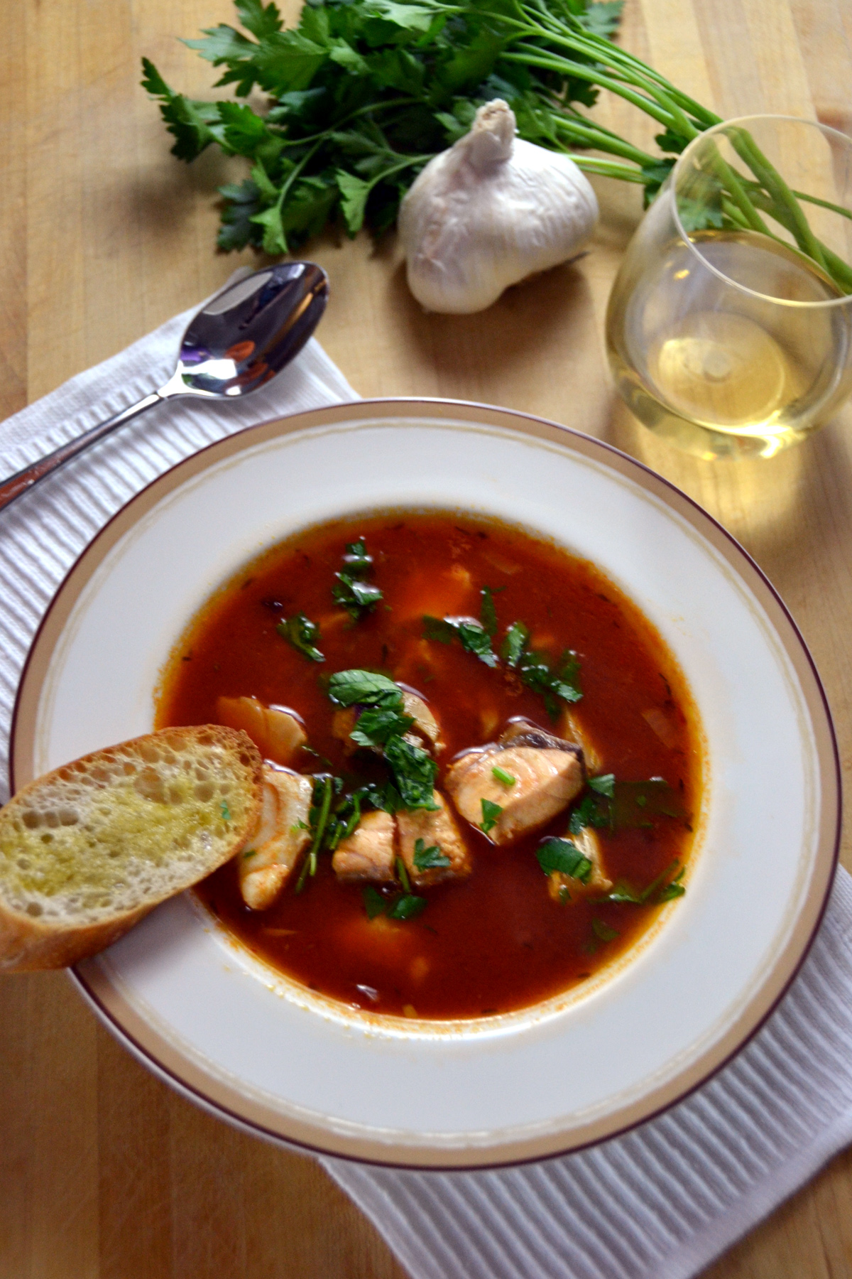 Mediterranean Fish Soup with Saffron and Garlic Toast - New York Food ...