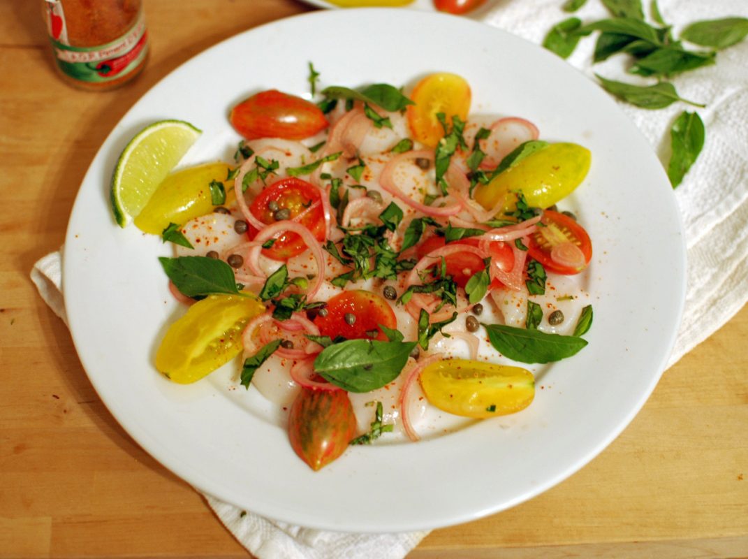 Scallop Carpaccio with Tomatoes, Pickled Shallots, and Thai Basil - New ...